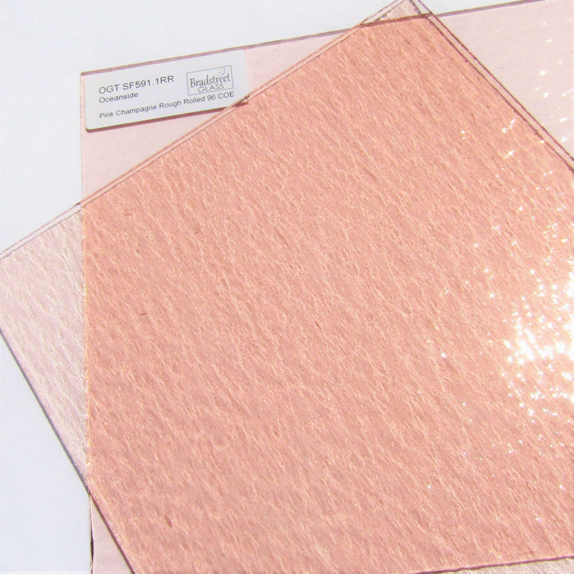 Pink Champagne Rough Rolled Stained Glass Sheet 96 COE Oceanside Fusib ...