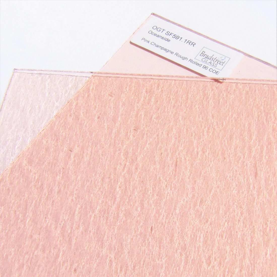 Pink Champagne Rough Rolled Stained Glass Sheet 96 COE Oceanside Fusib ...