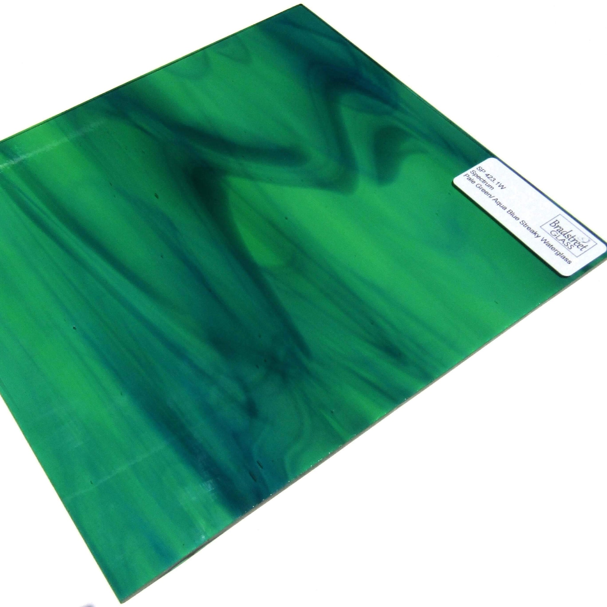 Pale Green Aqua Blue Streaky Waterglass Stained Glass Sheet SF423.1W