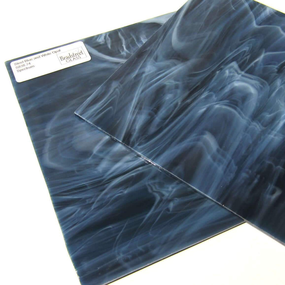 Steel Blue and White Stained Glass Sheet 96 COE Fusible Oceanside SF83 ...