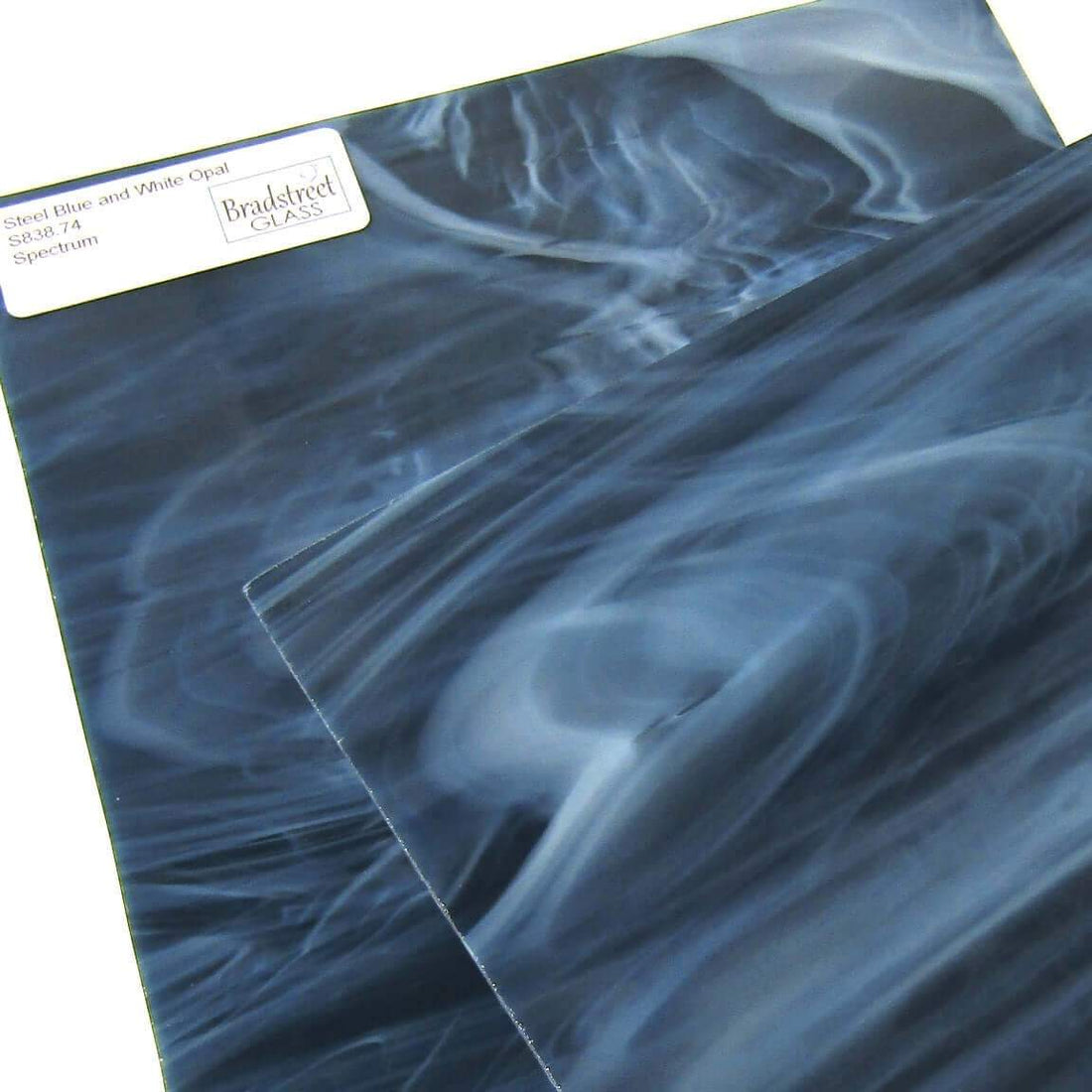 Steel Blue and White Stained Glass Sheet 96 COE Fusible Oceanside SF83 ...